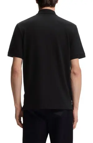 BOSS Pallas Solid Cotton Piqué Polo - Black