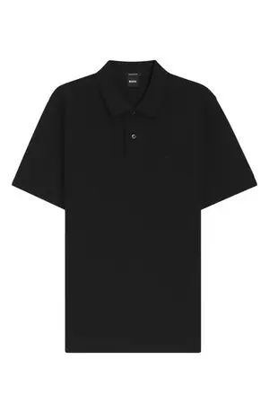 BOSS Pallas Solid Cotton Piqué Polo - Black