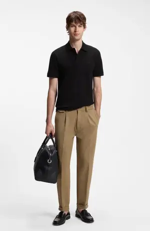 BOSS Pallas Solid Cotton Piqué Polo - Black