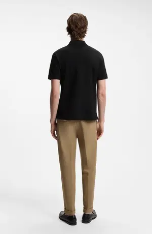 BOSS Pallas Solid Cotton Piqué Polo - Black