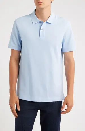 BOSS Pallas Solid Cotton Piqué Polo Light Pastel/blue