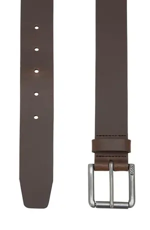 BOSS Joris Leather Belt With Debossed Logo - Dark Brown