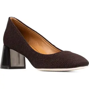 DONALD PLINER Flared Block Heel Pump Dark Brown