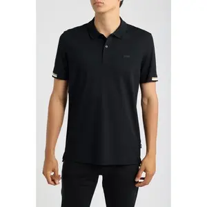 BOSS Parlay Solid Cotton Piqué Polo - Black