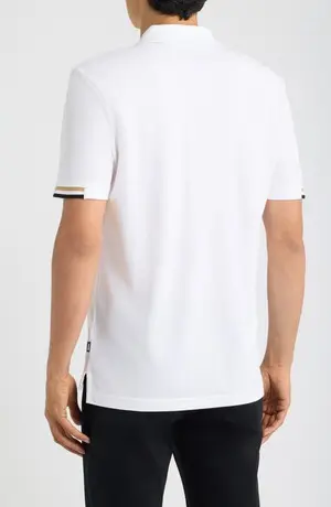 BOSS Parlay Solid Cotton Piqué Polo - White