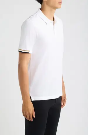 BOSS Parlay Solid Cotton Piqué Polo - White