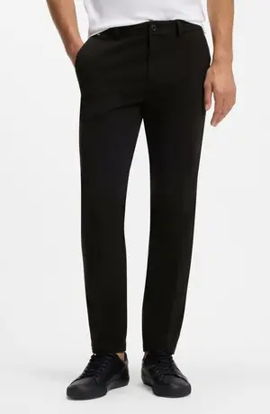 BOSS Kaiton Slim Fit Flat Front Stretch Cotton Chinos - Black