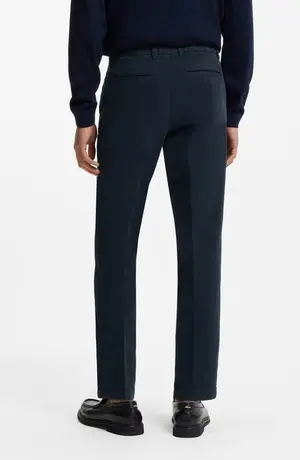 BOSS Kaiton Slim Fit Flat Front Stretch Cotton Chinos - Dark Blue
