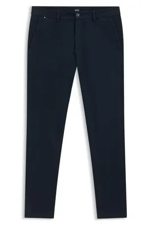 BOSS Kaiton Slim Fit Flat Front Stretch Cotton Chinos - Dark Blue