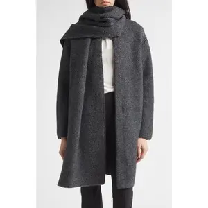 Vince Drape Sweater Coat - Black/dark Heather Grey