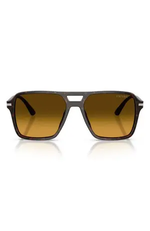 Prada 55mm Gradient Pilot Sunglasses - Root Havana/yellow Brown