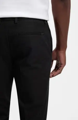 BOSS Kaiton Slim Fit Flat Front Stretch Cotton Blend Dress Pants - Black