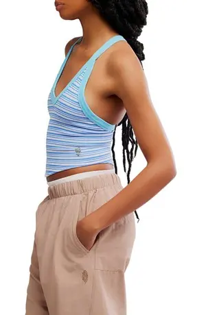 Free People All Clear Rib Racerback Tank - Bright Blue