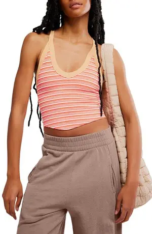 Free People All Clear Rib Racerback Tank - Grapefruit
