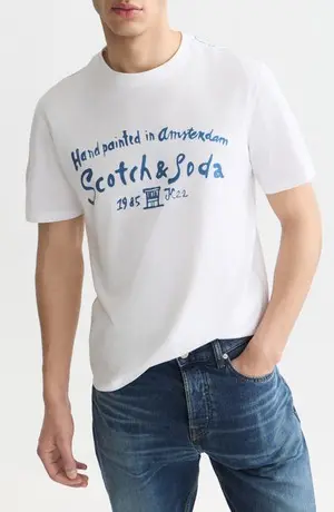 Scotch & Soda Regular Fit Cotton Graphic T-shirt - Bright White