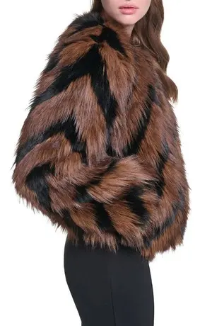 Karl Lagerfeld Paris Zigzag Faux Fur Jacket
