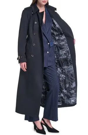 Karl Lagerfeld Paris Belted Trench Coat - Black
