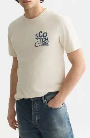 Scotch & Soda Regular Fit Cotton Graphic T-shirt - Eggnog