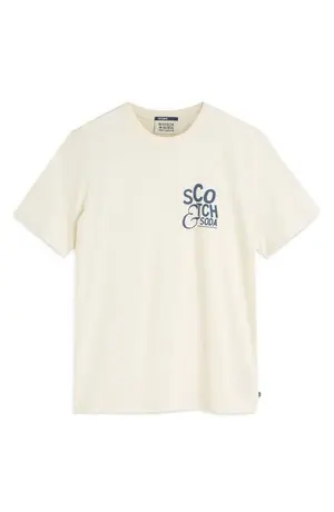 Scotch & Soda Regular Fit Cotton Graphic T-shirt - Eggnog