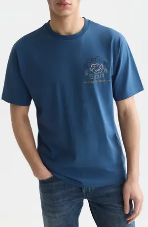 Scotch & Soda Relaxed Fit Cotton Graphic T-shirt - Ensign Blue
