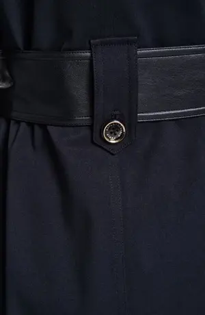 Karl Lagerfeld Paris Quilted Faux Leather Trim Trench Coat