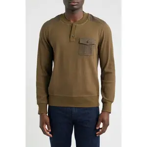 Brooks Brothers Waffle Stitch Stretch Cotton & Wool Henley - Green