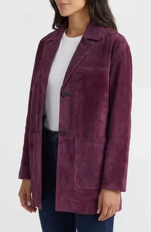 NVLT Patch Pocket Suede Jacket - Bordeaux