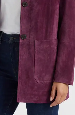 NVLT Patch Pocket Suede Jacket - Bordeaux