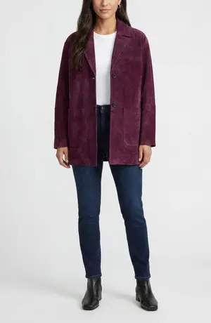 NVLT Patch Pocket Suede Jacket - Bordeaux