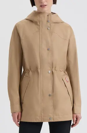Hunter Adela Water Repellent Cotton Canvas Hooded Jacket - British Tan