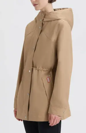 Hunter Adela Water Repellent Cotton Canvas Hooded Jacket - British Tan