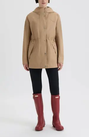 Hunter Adela Water Repellent Cotton Canvas Hooded Jacket - British Tan