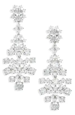 Nadri Large Drop Earrings - Rhodium