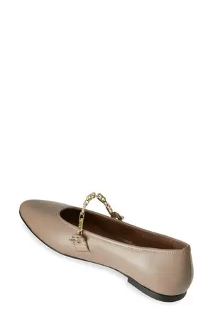 BOSS Diana Chain Mary Jane Ballet Flat - Open Brown