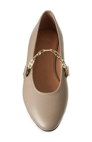 BOSS Diana Chain Mary Jane Ballet Flat - Open Brown
