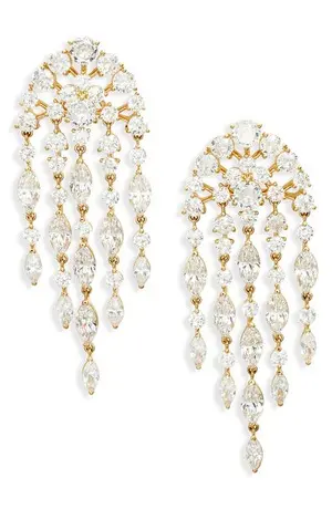 Nadri Chandelier Drop Earrings With Cubic Zirconia - Gold