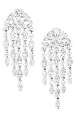 Nadri Chandelier Drop Earrings With Cubic Zirconia - Rhodium