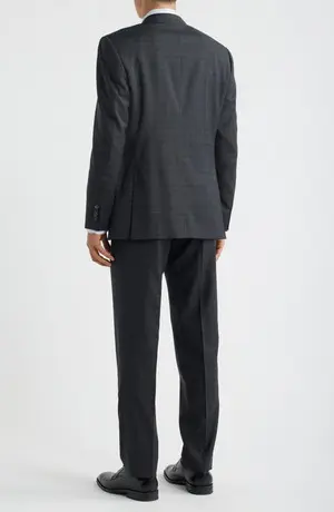 Canali Siena Regular Fit Grey Shadow Plaid Wool Suit