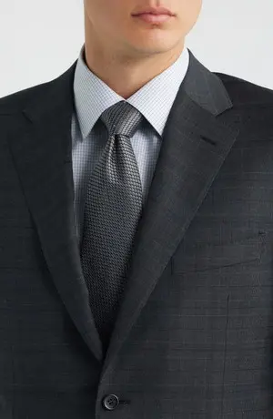 Canali Siena Regular Fit Grey Shadow Plaid Wool Suit