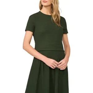 Halogen Short Sleeve Knit Top - Midnight Sage