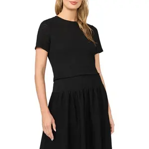 Halogen Short Sleeve Knit Top - Rich Black