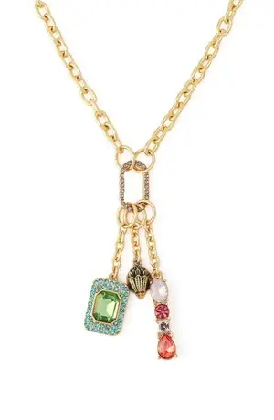 Kurt Geiger Stone Eagle Charm Necklace - Gold Multi