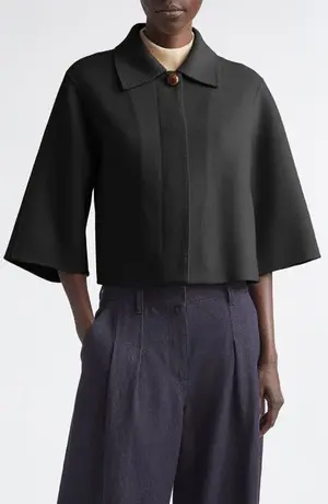 Lafayette 148 New York Double Face Wool & Cashmere Crop Jacket - Black