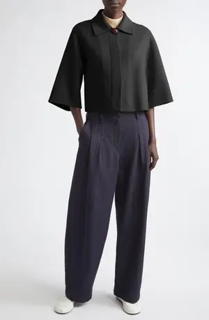 Lafayette 148 New York Double Face Wool & Cashmere Crop Jacket - Black
