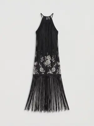 Nasty Gal High Neck Tassel Mini Dress
