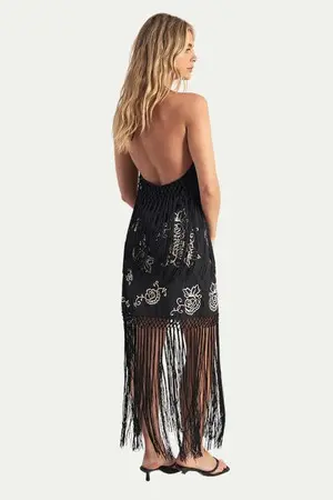 Nasty Gal High Neck Tassel Mini Dress
