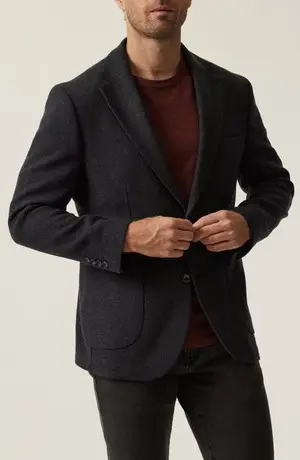 34 Heritage Matteo Slim Fit Rib Knit Blazer - Dark Grey