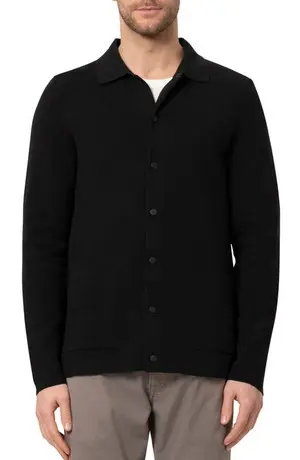 34 Heritage Cotton Blend Snap Front Cardigan - Black