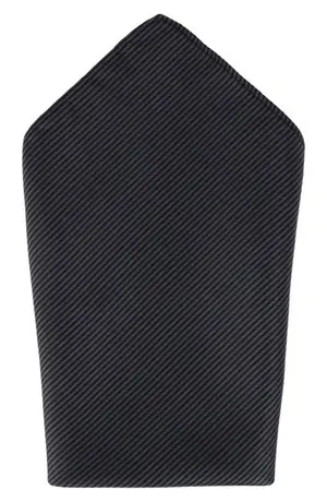 Trafalgar Leyton Stripe Silk Pocket Square - Graphite