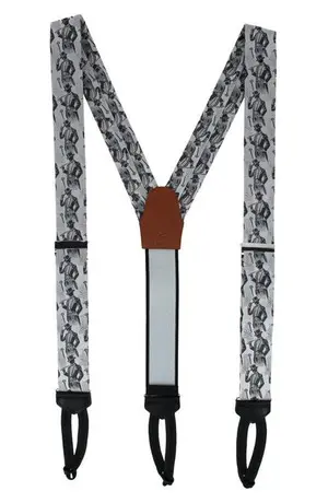 Trafalgar Xl Ambrose Silk Formal Suspenders - Silver